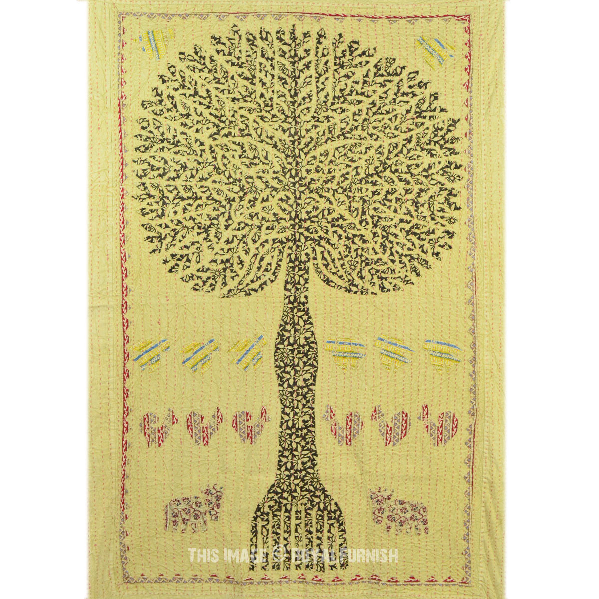 Vintage Multicolor Patchwork Tree Of Life Tapestry Wall Hanging Art ...