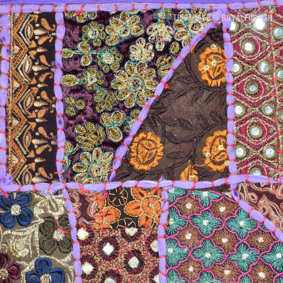 Multi Recycled Hand Sewn Patchwork Wall Tapestry Runner - RoyalFurnish.com