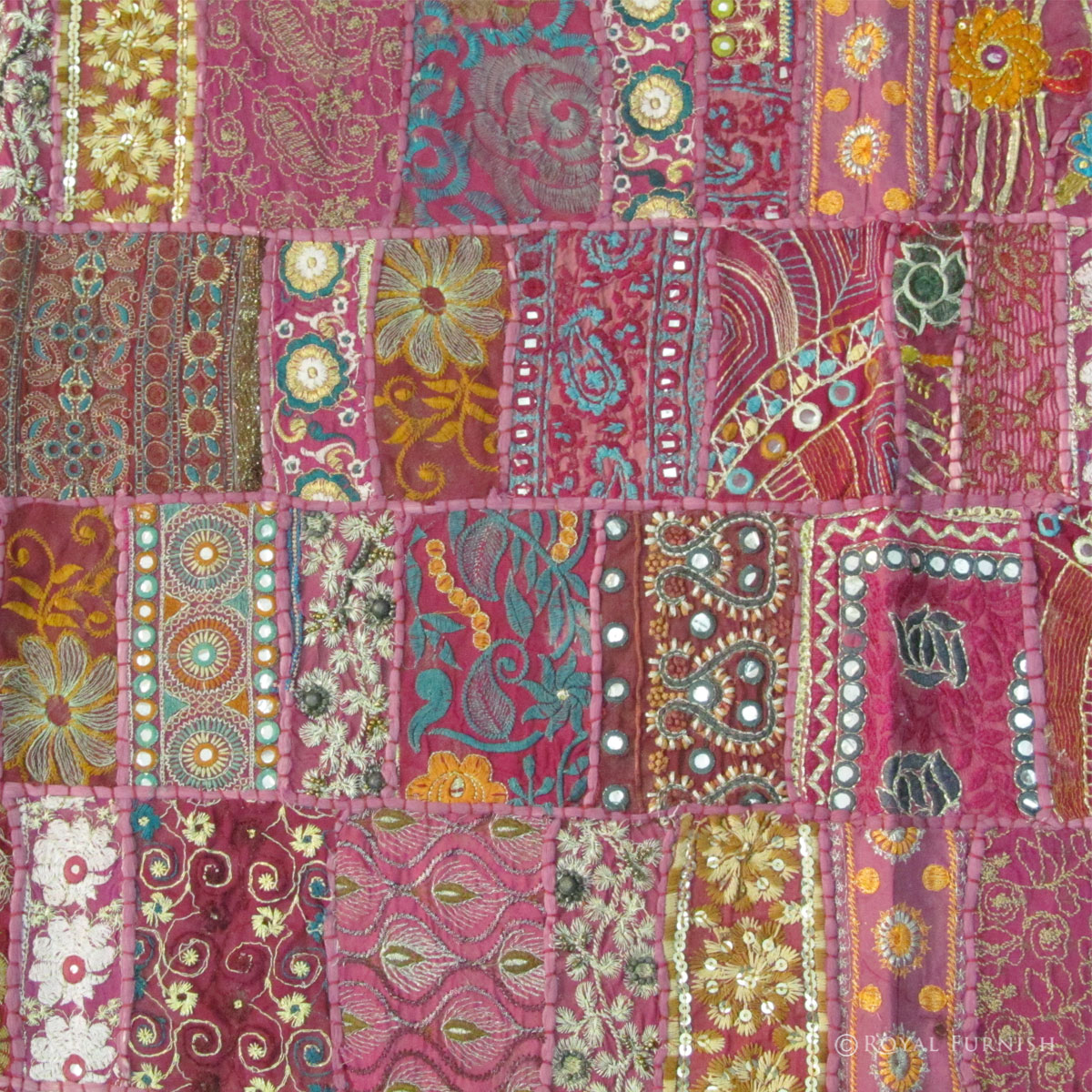 Pink Old Suit Sari Fabric Indian Patchwork Wall Tapestry Runner ...
