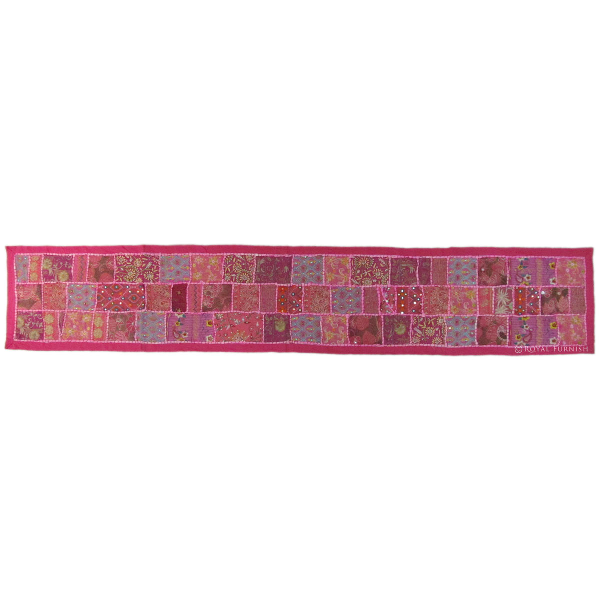 Pink Decorative Indian Patchwork Table Runner Tapestry - RoyalFurnish.com