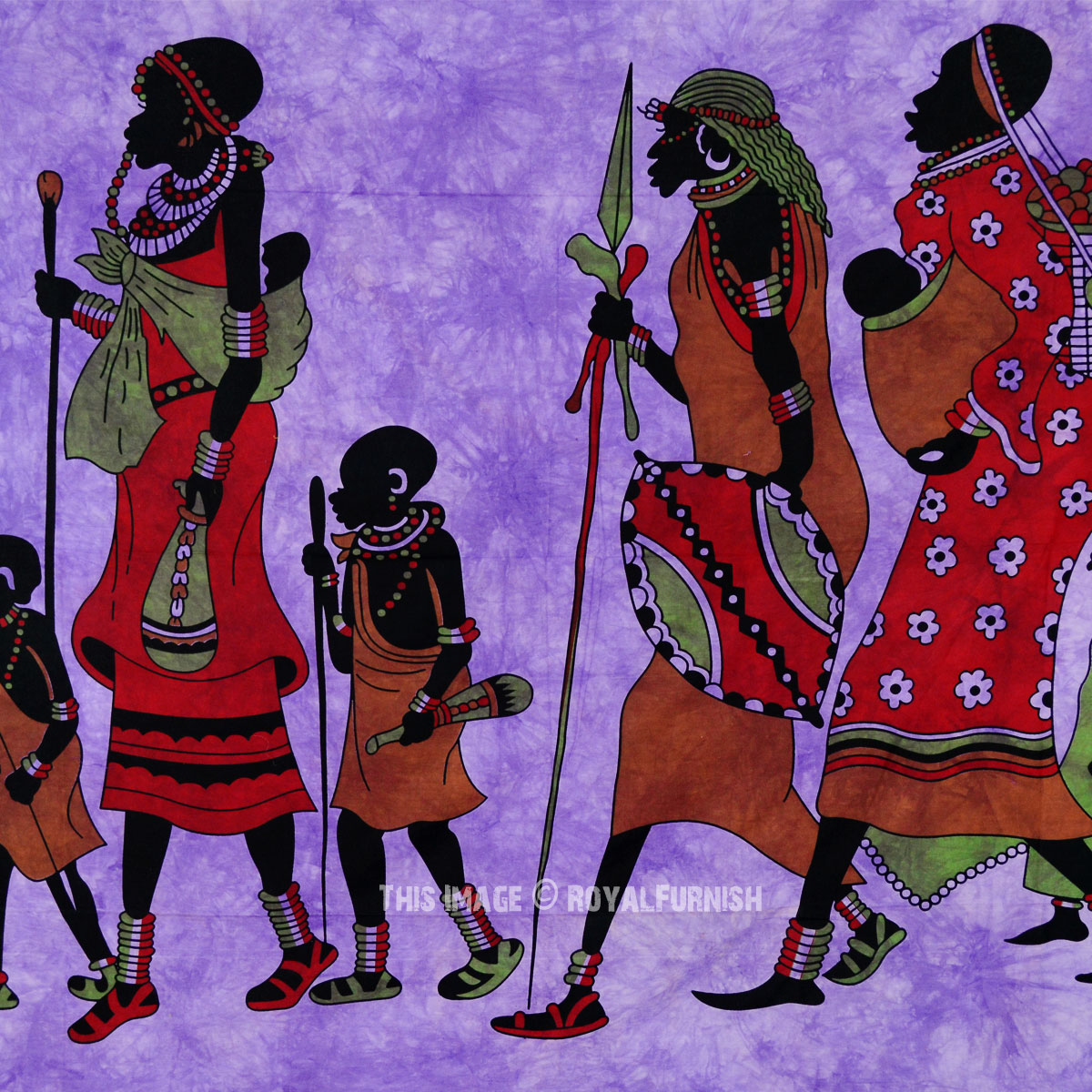 Indian Bohemian Tribal Life Indian Purple Wall Hanging & Coverlet ...