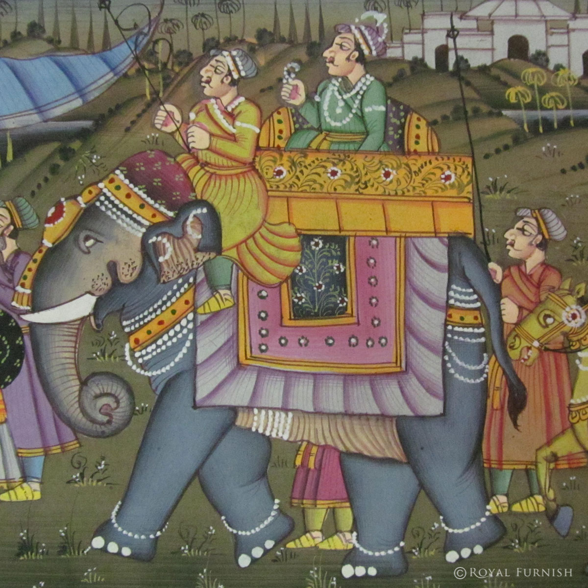Indian Maharaja Procession Miniature Painting - RoyalFurnish.com Indian Maharaja Procession Miniature Painting - RoyalFurnish.com