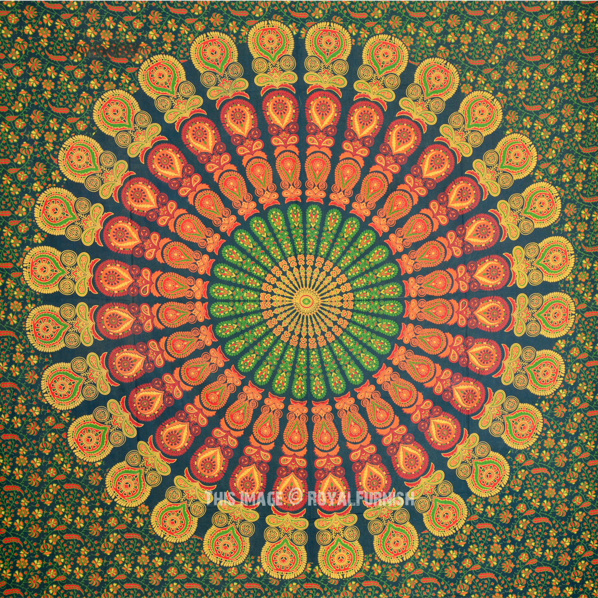 Indian Mandala Hippie Bohemian Tapestry Coverlet - RoyalFurnish.com