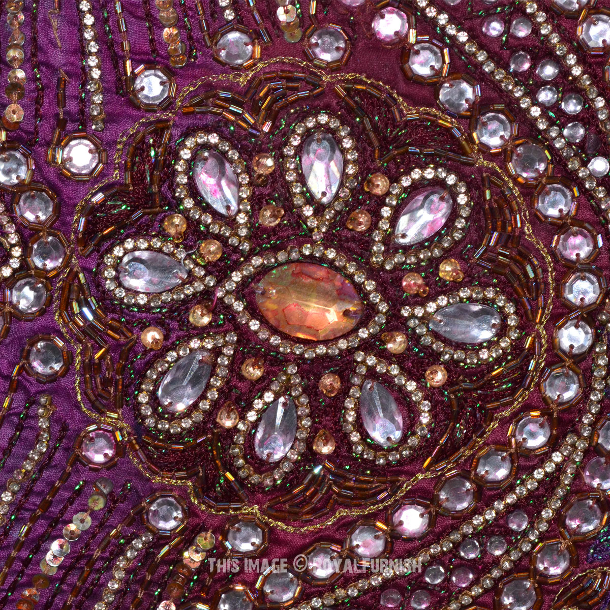 Pink Vintage Expensive Beads Work and Embroidered Tapestry Runner ...