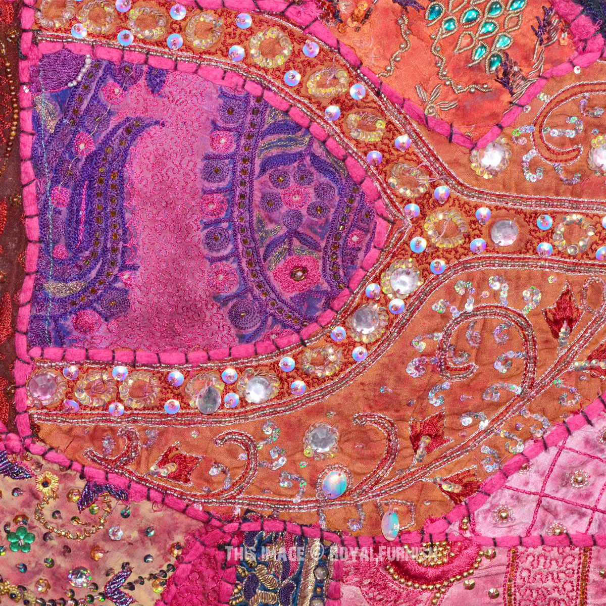 Pink Vintage Expensive Beads Work and Embroidered Tapestry Runner ...