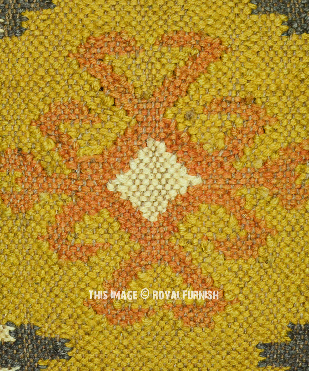 Southwestern Wool Jute Kilim Rug Pillow Cover - RoyalFurnish.com