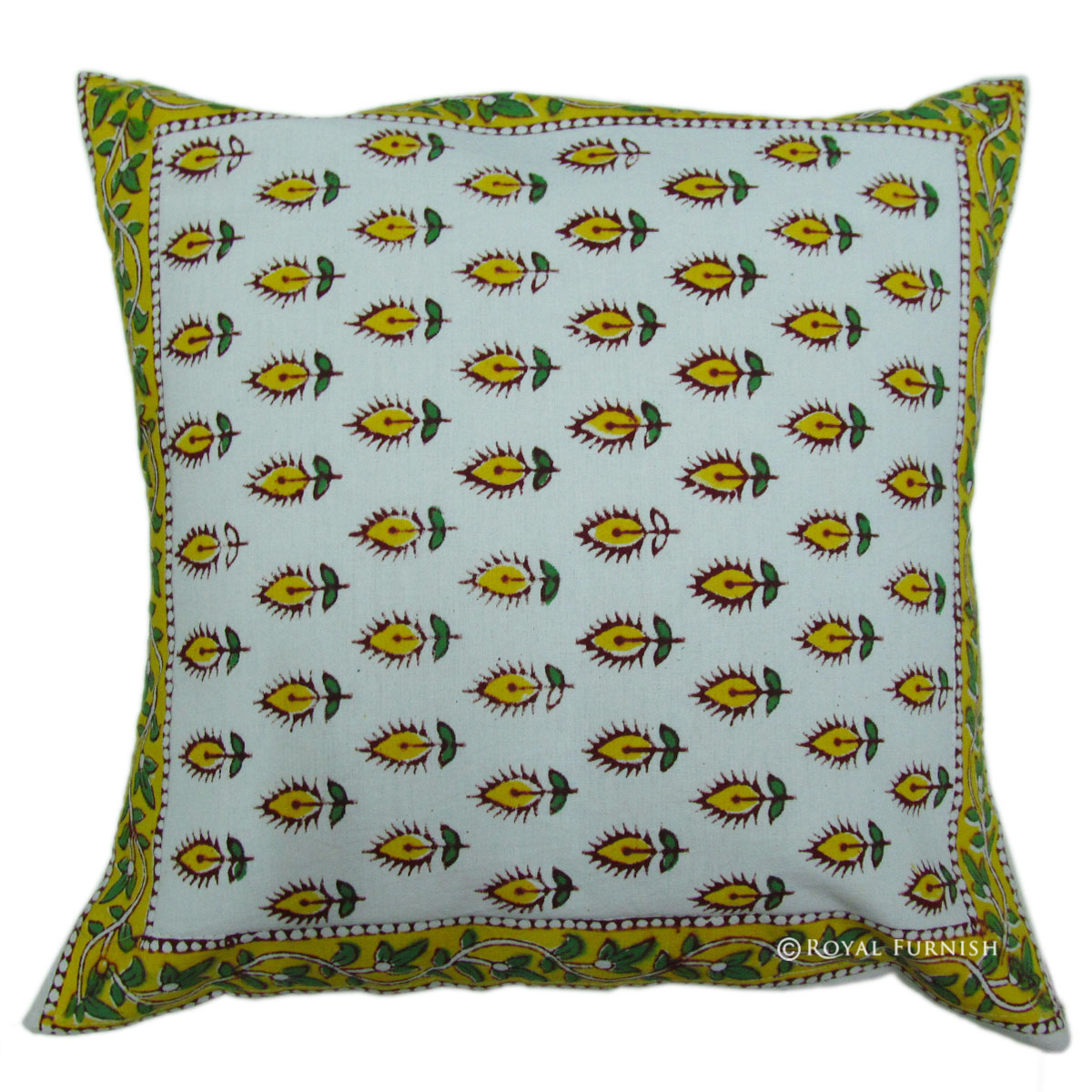 16" Inch Gorgeous Indian Block Printed Euro Pillow Sham - RoyalFurnish.com