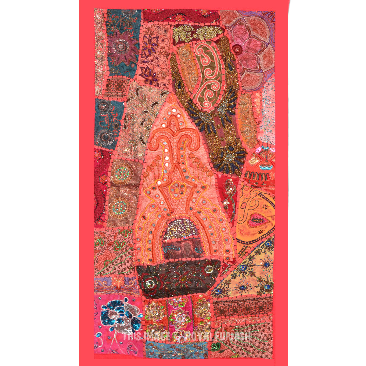 Red Antique Beads & Patchwork India Tapestry Wall Hanging Runner ...