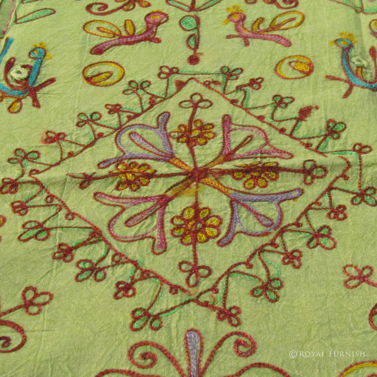 Hand Sewn Thread Embroidered Indian Cloth Wall Hanging Runner Decor Art ...