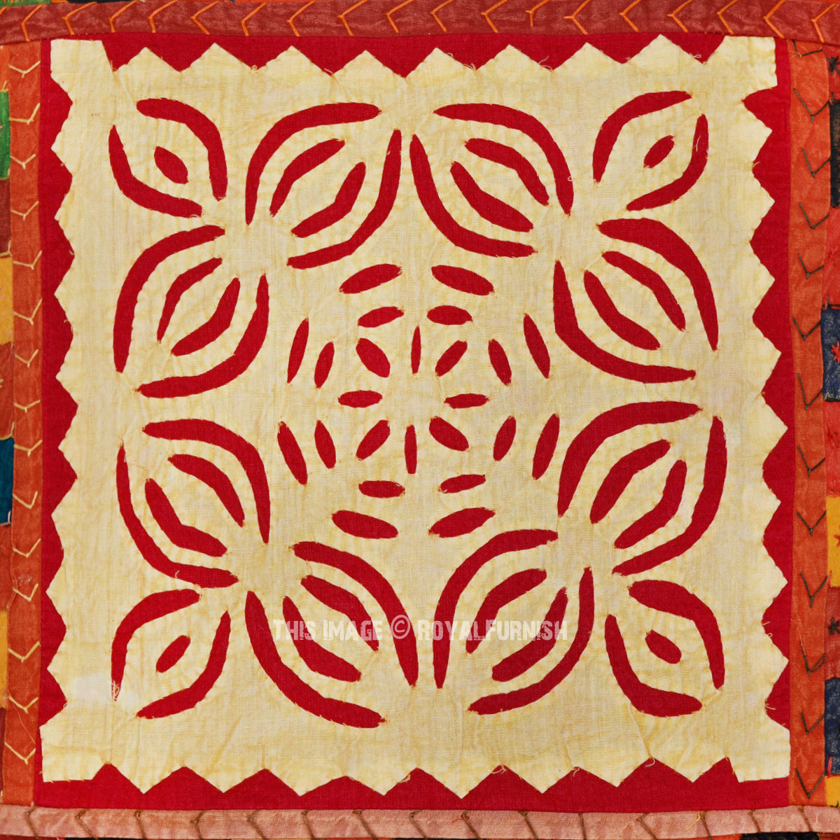 Handmade Decorative Cutwork & Patchwork Appliqued Floral Throw Pillow ...