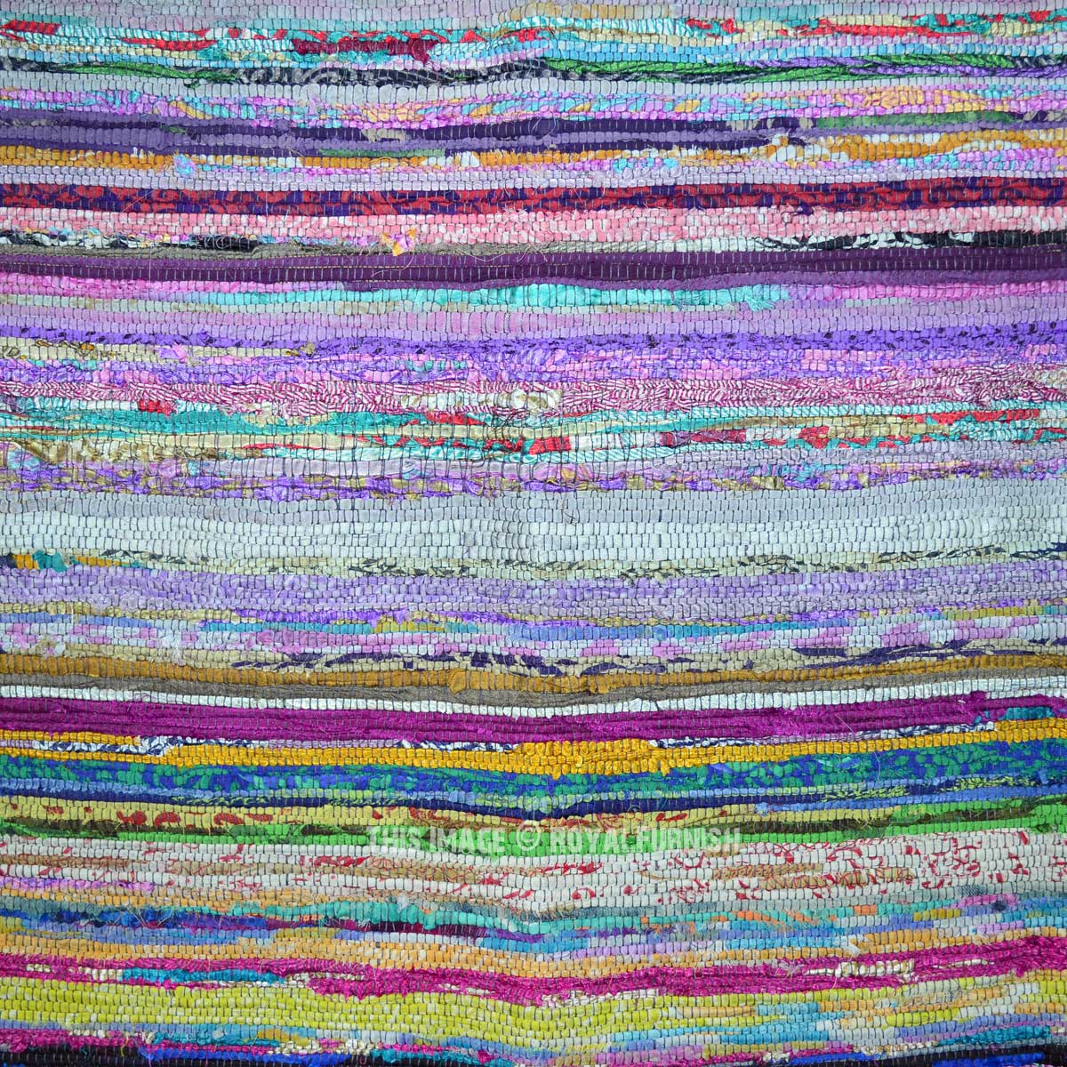Recycled Hand Woven Cotton Chindi Rag Rug, 3'X6' Ft. - RoyalFurnish.com
