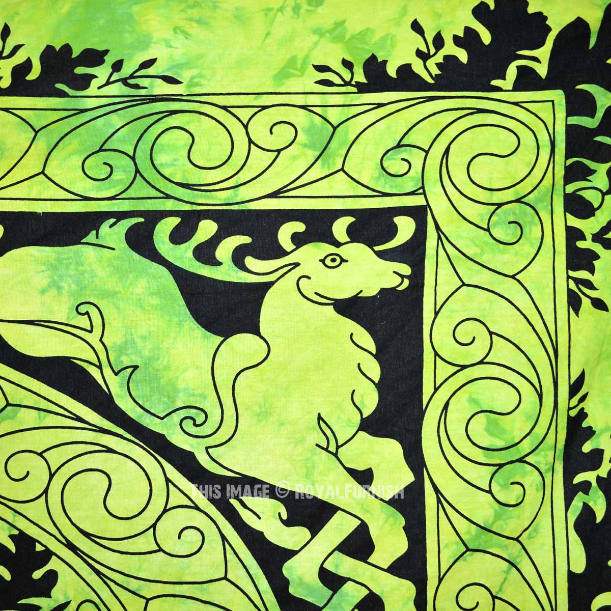 Small Green Hunter Man Celtic Wall Tapestry, Tie Dye Bedding Sheet ...
