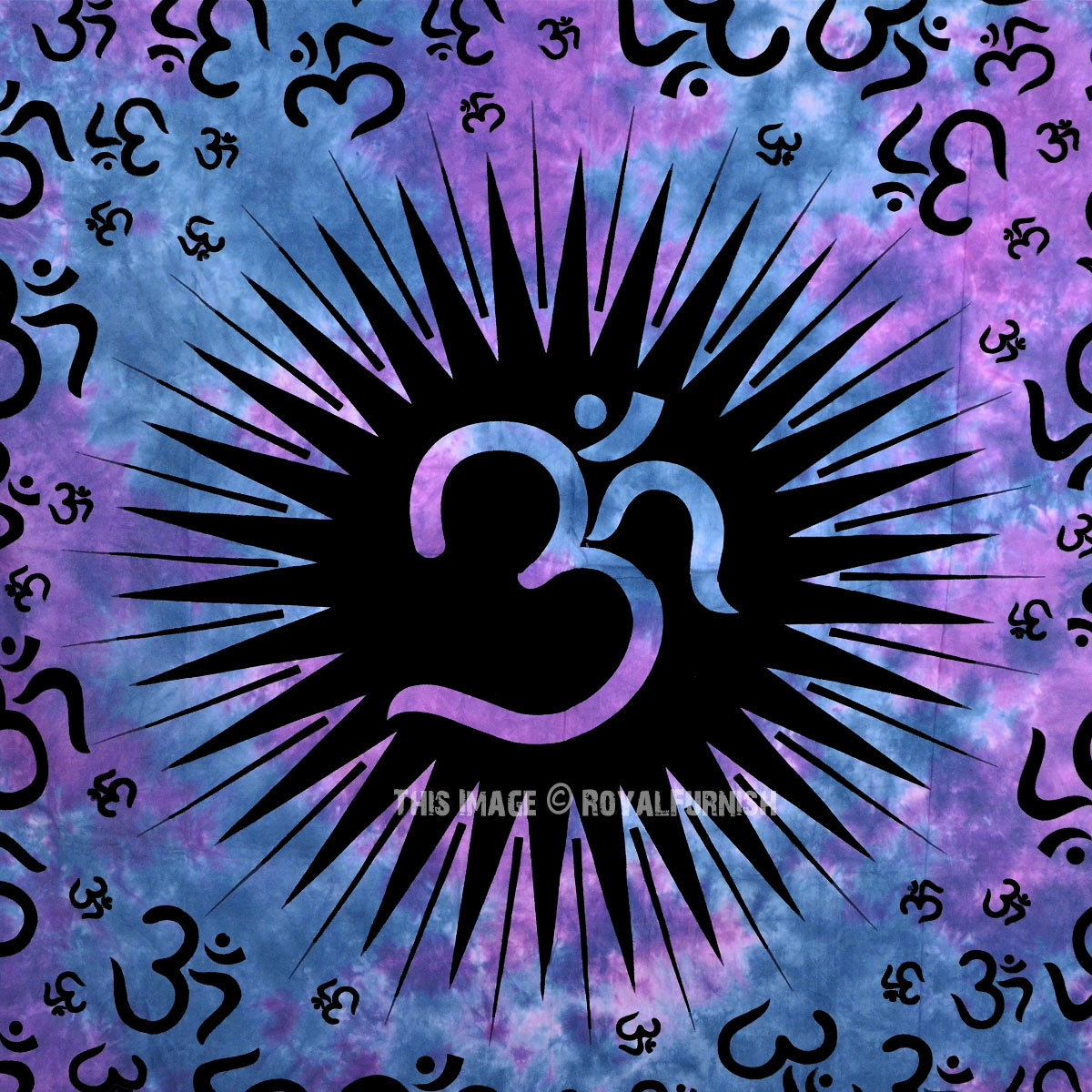 Purple Hindu Tie Dye Om Aum Chakra Wall Tapestry - RoyalFurnish.com
