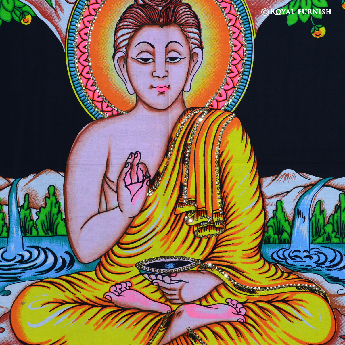 30" X 40" Buddha Sequin Cotton Fabric Cloth Poster Tapestry ...