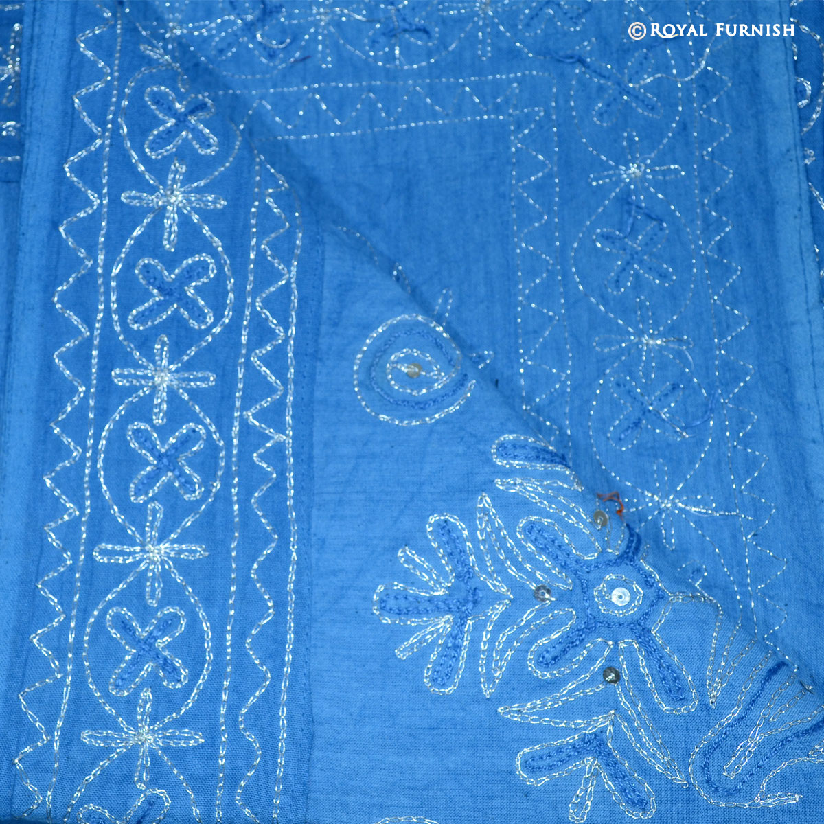 Queen Size Fine Ari Zari Indian Hand Embroidered Bedspread Bedding ...