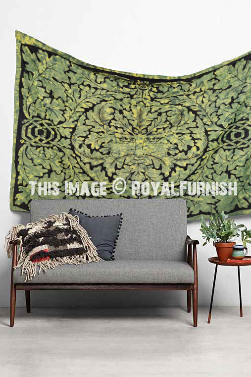 Small Green Man Tapestry Wall Hanging, Indian Hippie Bedding ...