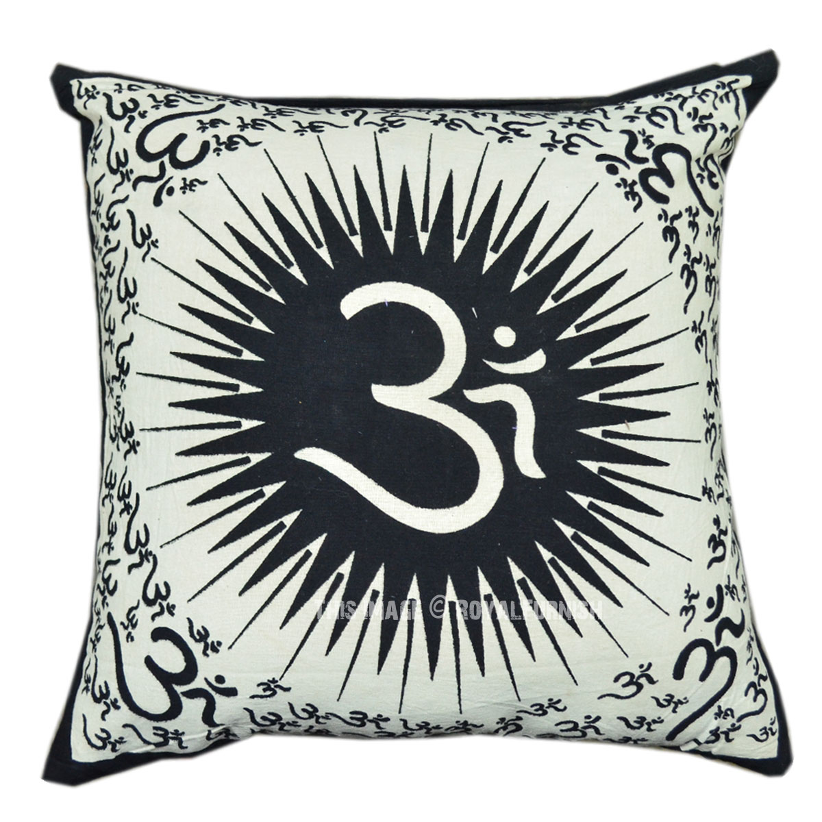 Black and White OM Aum Printed Decorative & Accent Throw Pillow Cover ...