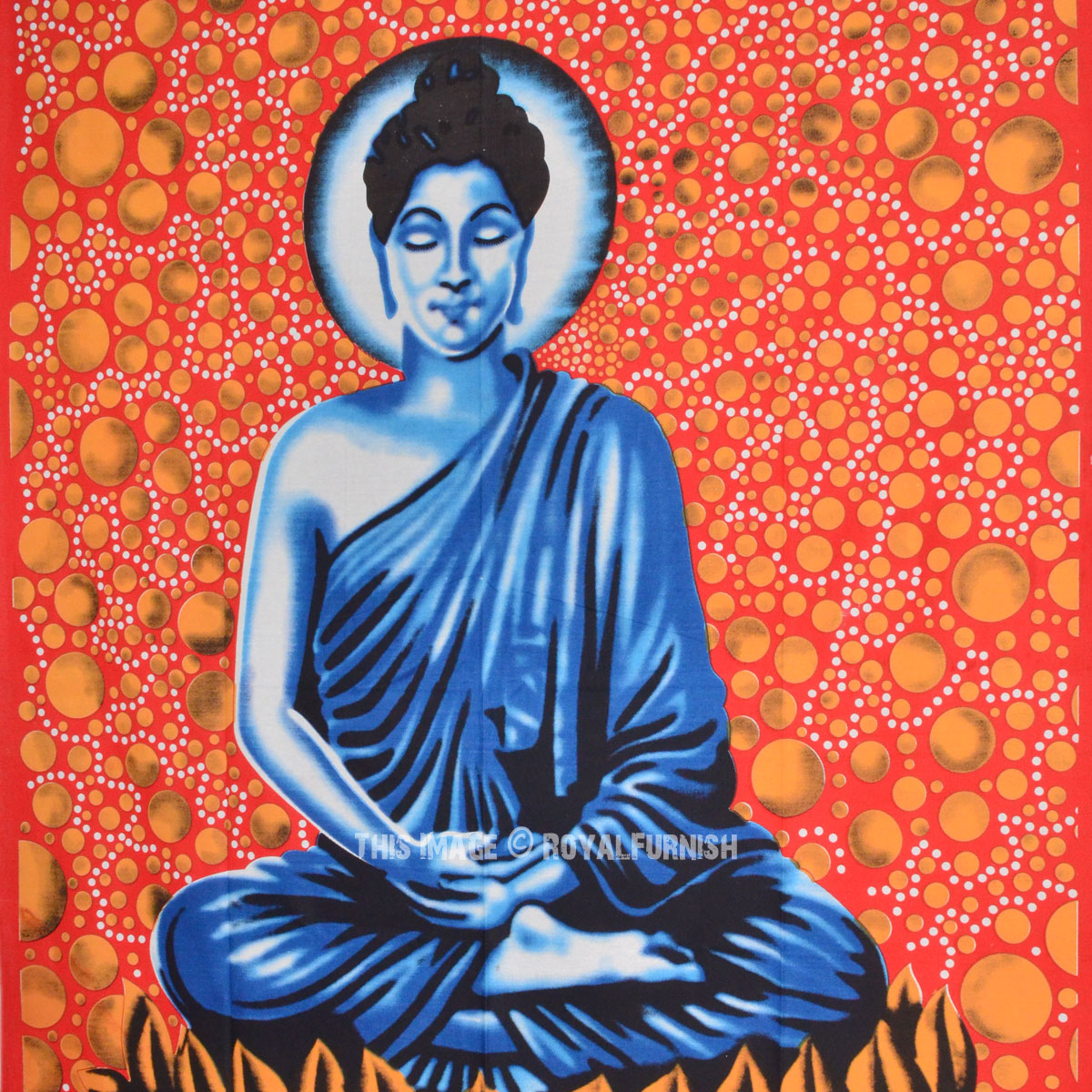 Red Small Batik Buddha Buddhist Tapestry, Wall Hanging - RoyalFurnish.com