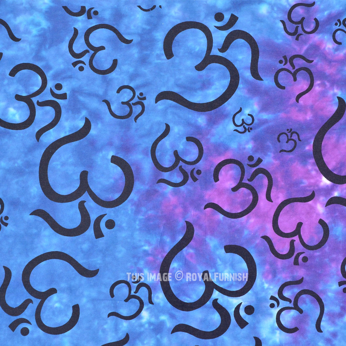 Blue Om Chakra Tapestry, Tie Dye Aum Wall Tapestry - RoyalFurnish.com