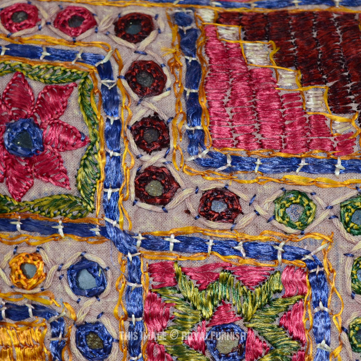 16" Outdoor/Indoor Multicolor Cotton Handcraft Mirrored India Pillow ...
