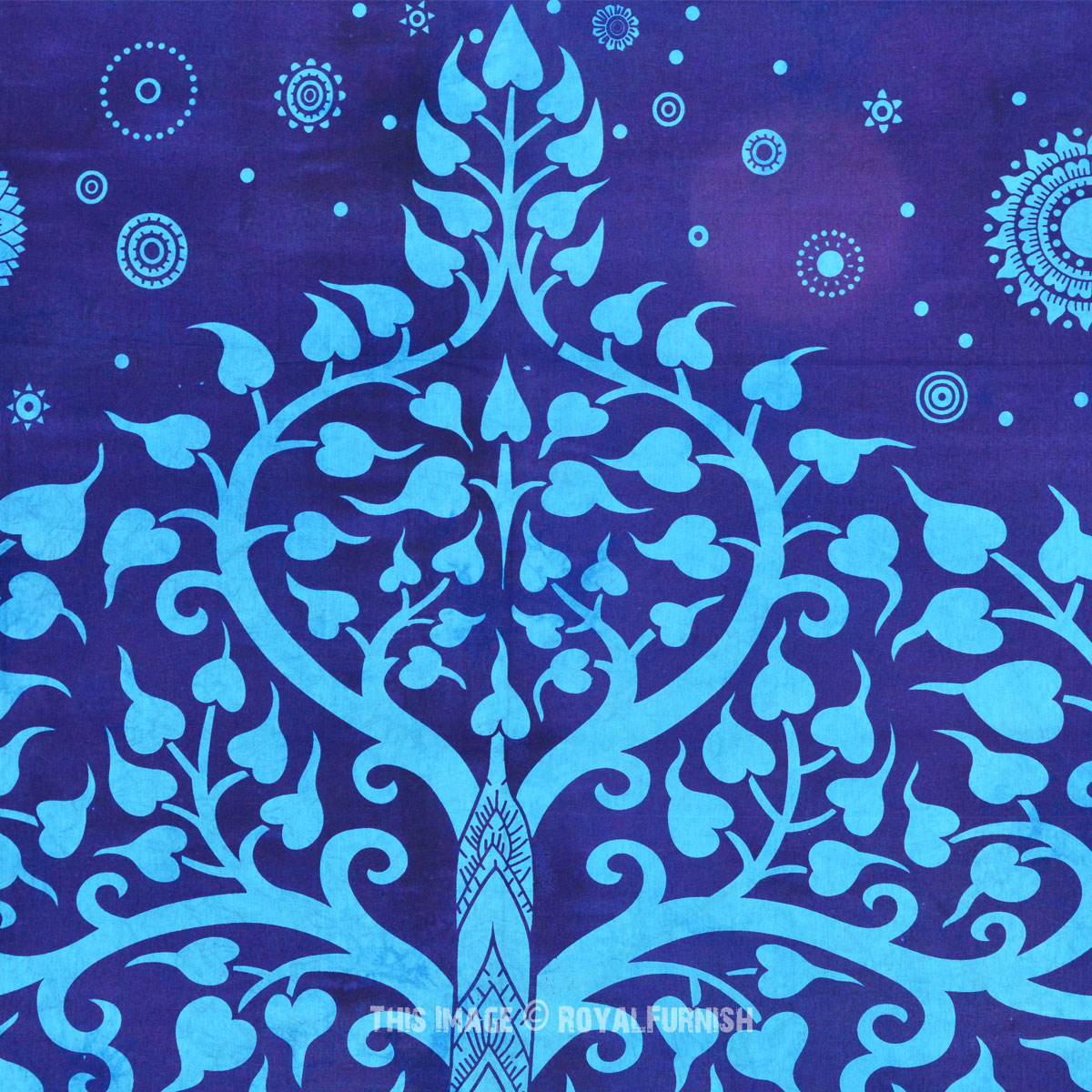 Large Blue Elephant Tree Tapestry Wall Hanging, Tree of Life Bedspread ...