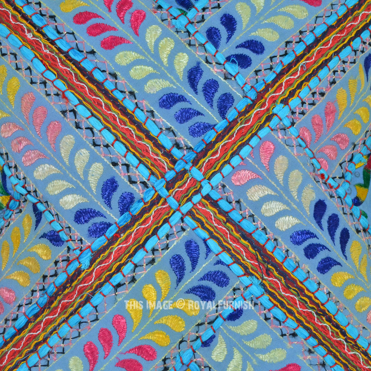 16X16" Hand Embroidered Unique Needlepoint Floral Pillow Case ...