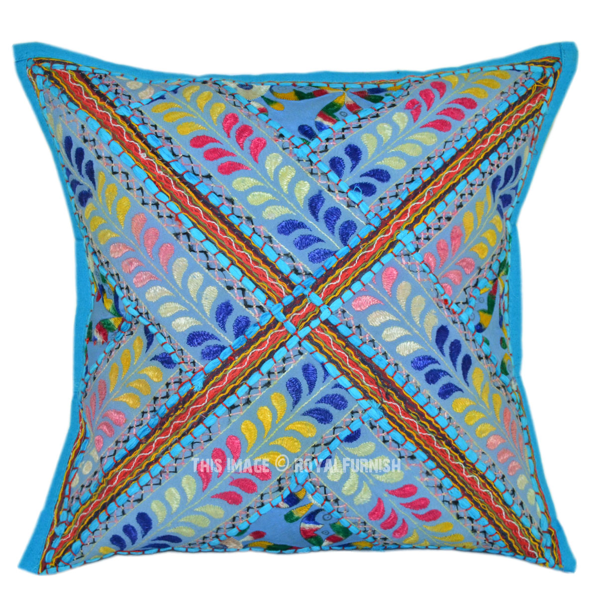 16X16" Hand Embroidered Unique Needlepoint Floral Pillow Case ...