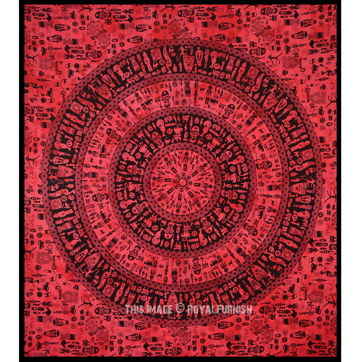 Red Tribal Life Activities Featuring Mandala Tapestry Wall Hanging ...