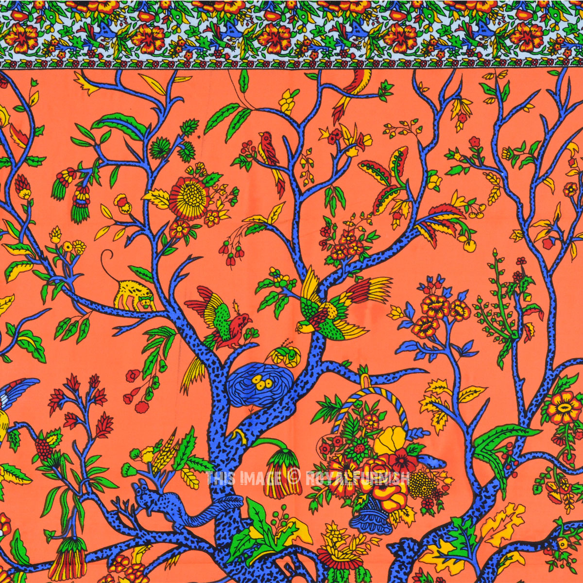 Multi Orange Tree of Life Poster Tapestry Wall Hanging - RoyalFurnish.com