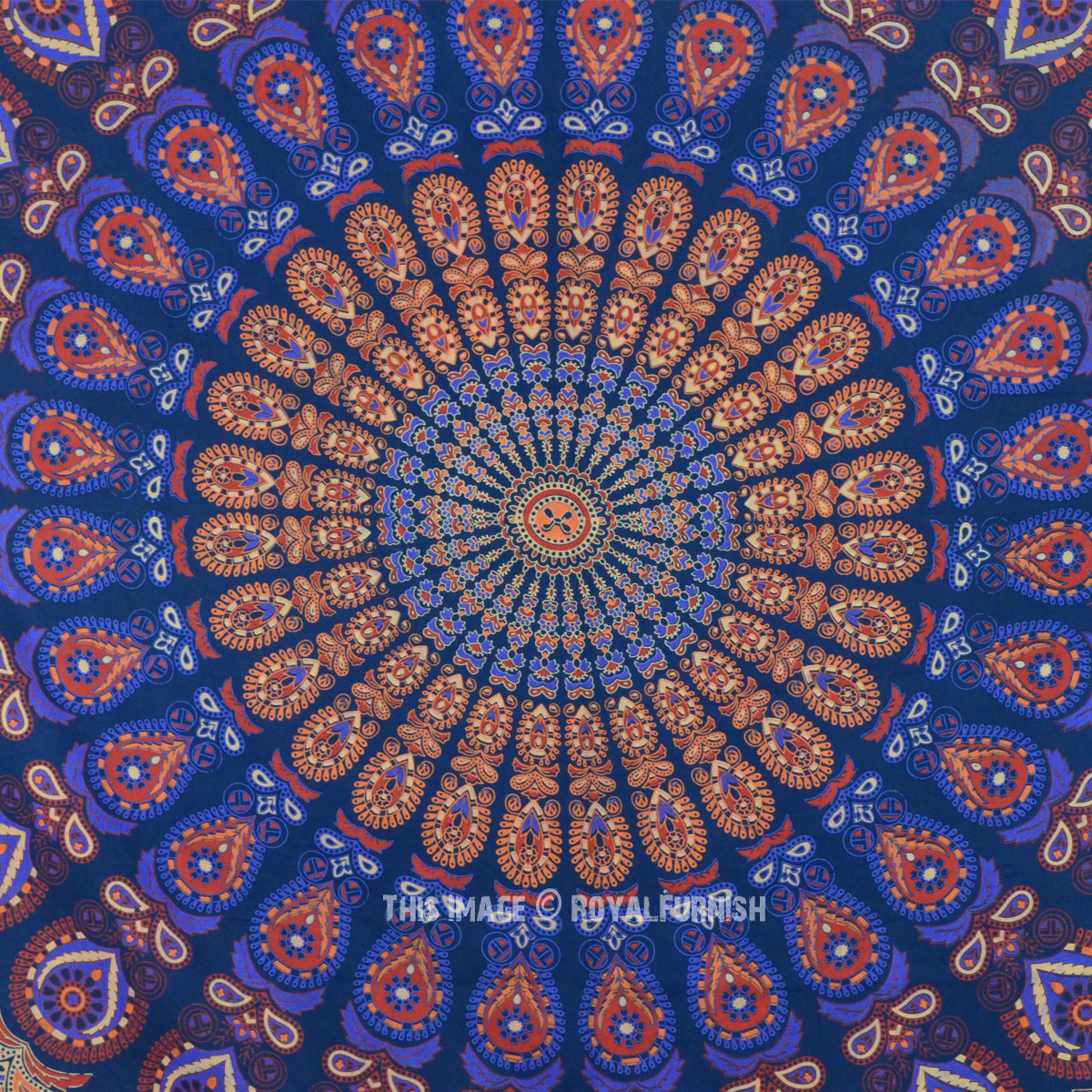 Colorful Blue Plum and Bow Laila Wall Medallion Tapestry, Mandala ...