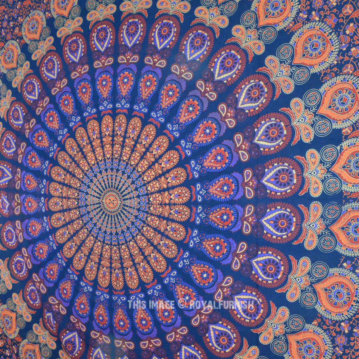 Colorful Blue Plum and Bow Laila Wall Medallion Tapestry, Mandala ...