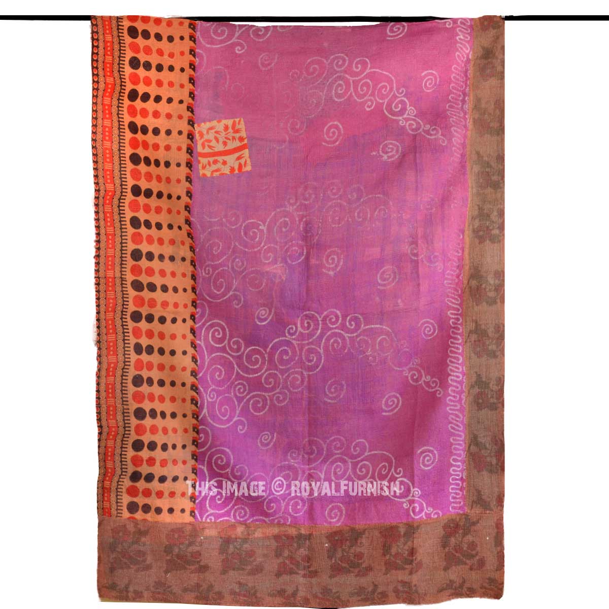 Beige Multi Old Cotton Sari Cloth Made Unique Kantha Embroidered Quilt ...