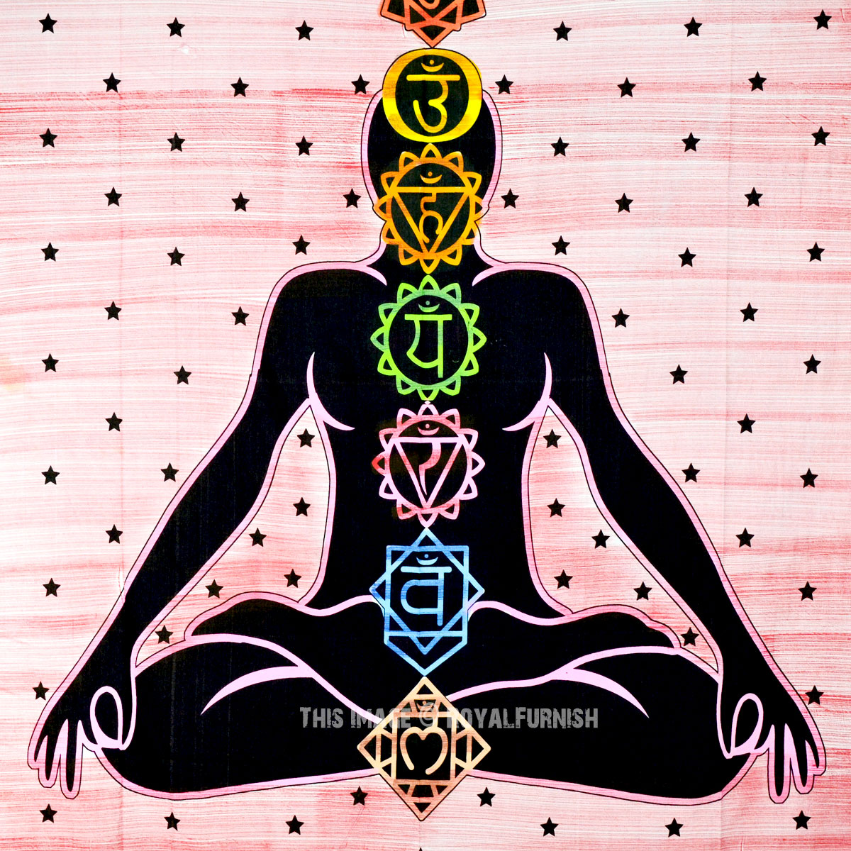 Colorful Yoga Meditation OM Aum Chakra Wall Tapestry, Tie Dye Bedding ...