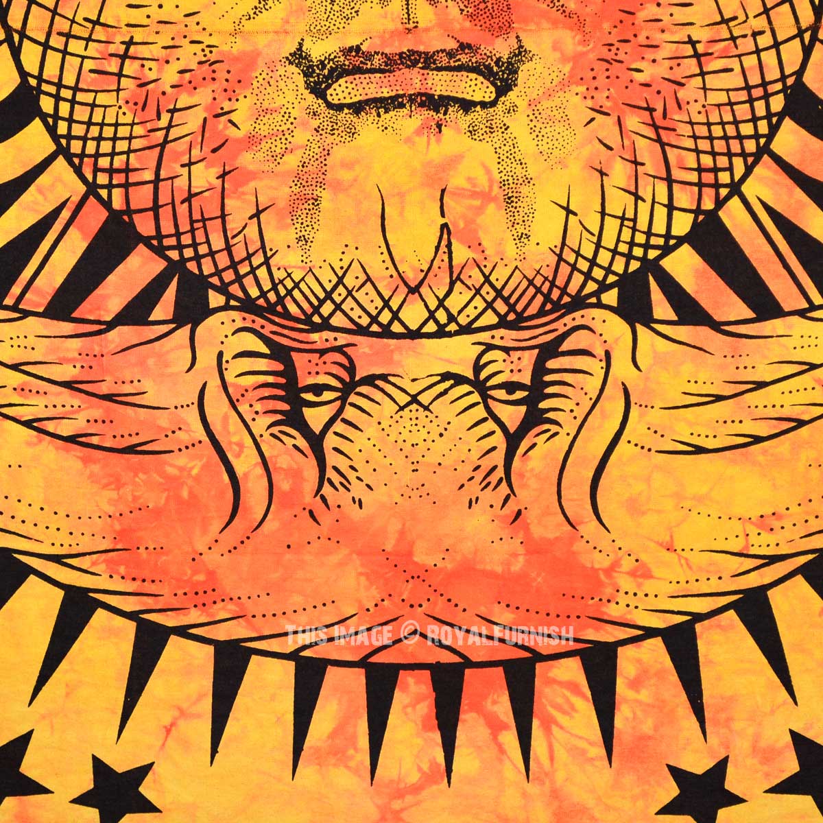 Orange Good Morning Sun Moon Tapestry Bedding Throw - RoyalFurnish.com