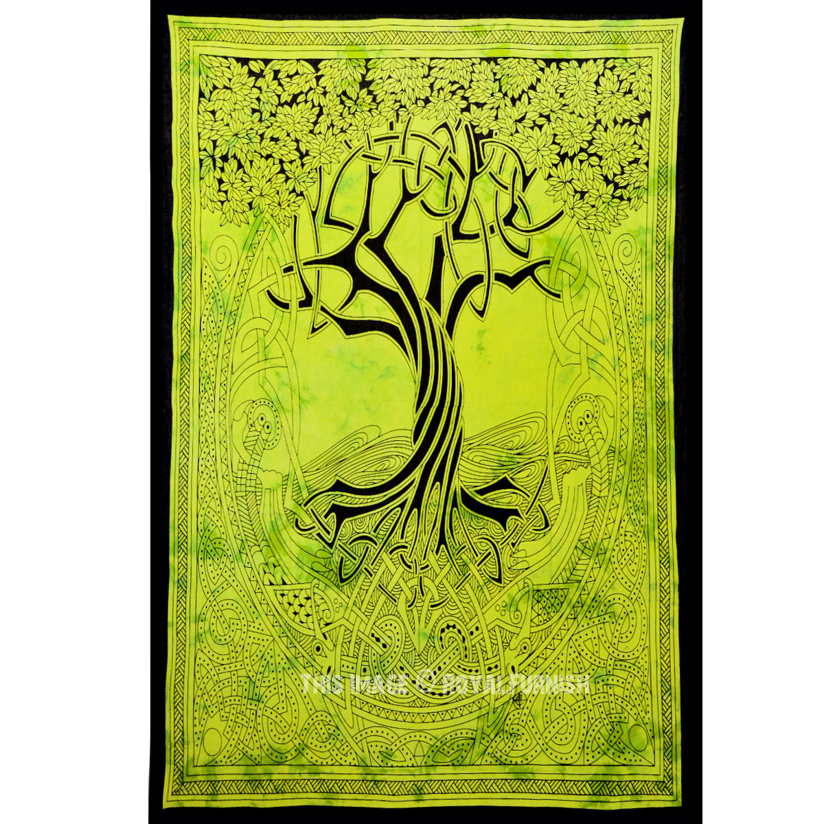 Green Small Celtic Spirits Tree Of Life Tapestry - RoyalFurnish.com