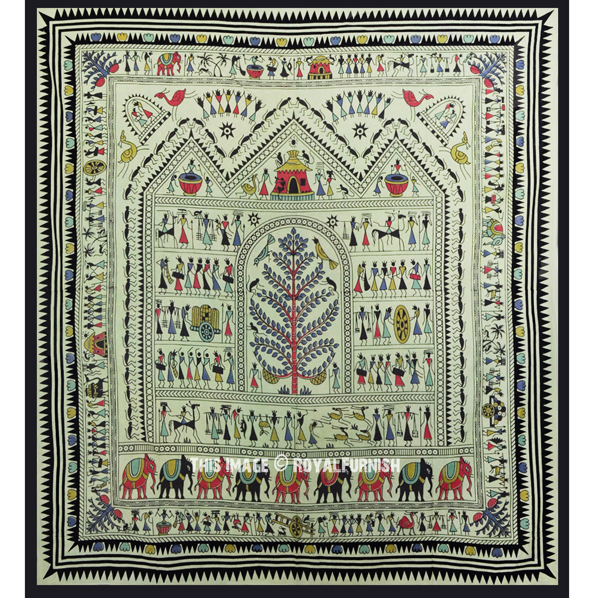 Multi African Tribal Life Related Monkey Garden Tree Wall Tapestry ...