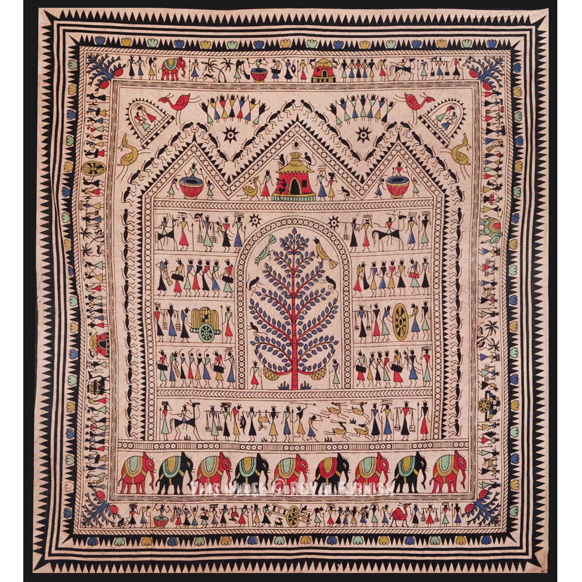 Brown African Tribal Life Monkey Garden Tree Wall Tapestry ...