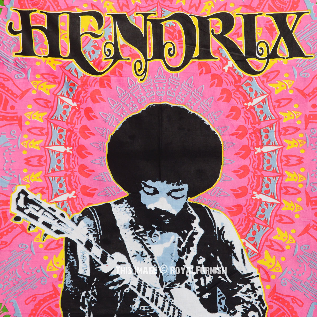 Pink Multi Jimi Hendrix Music and Band Wall Poster Tapestry ...