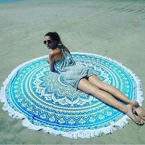 Sea Green Cotton Ombre Bohemian Beach Roundie, Beach Throw ...
