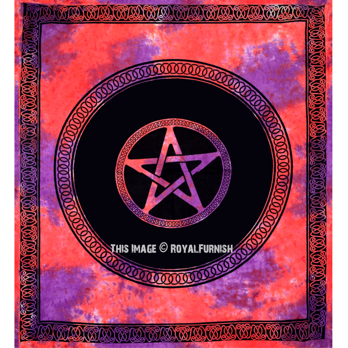 Red Pentacle Pentagram Tie Dye Wicca Pagan Celtic Wall Hanging Tapestry ...