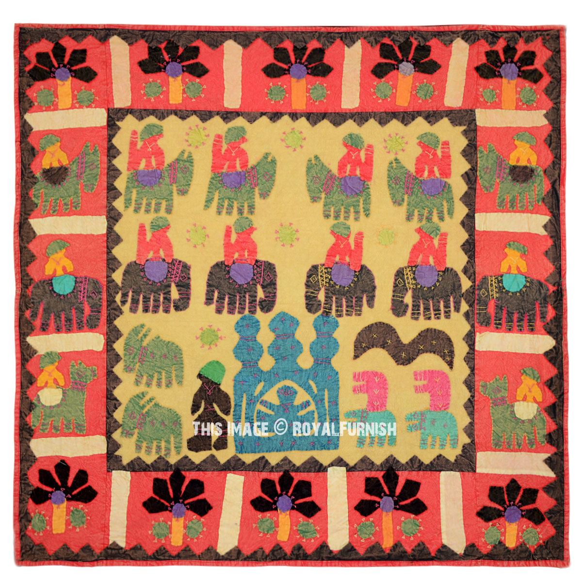 Red Indian Multi Patchwork Bohemian Tapestry Wall Hanging Ethnic Decor ...