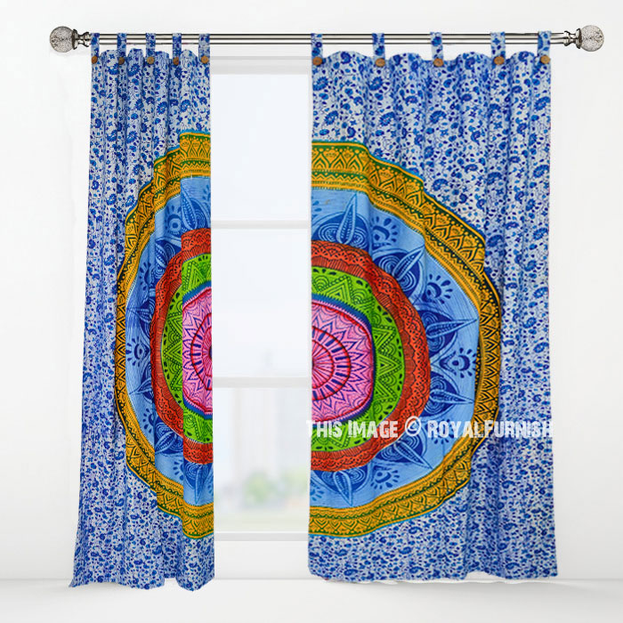 Colorful Rainbow Mandala Curtains Set of 2 - RoyalFurnish.com