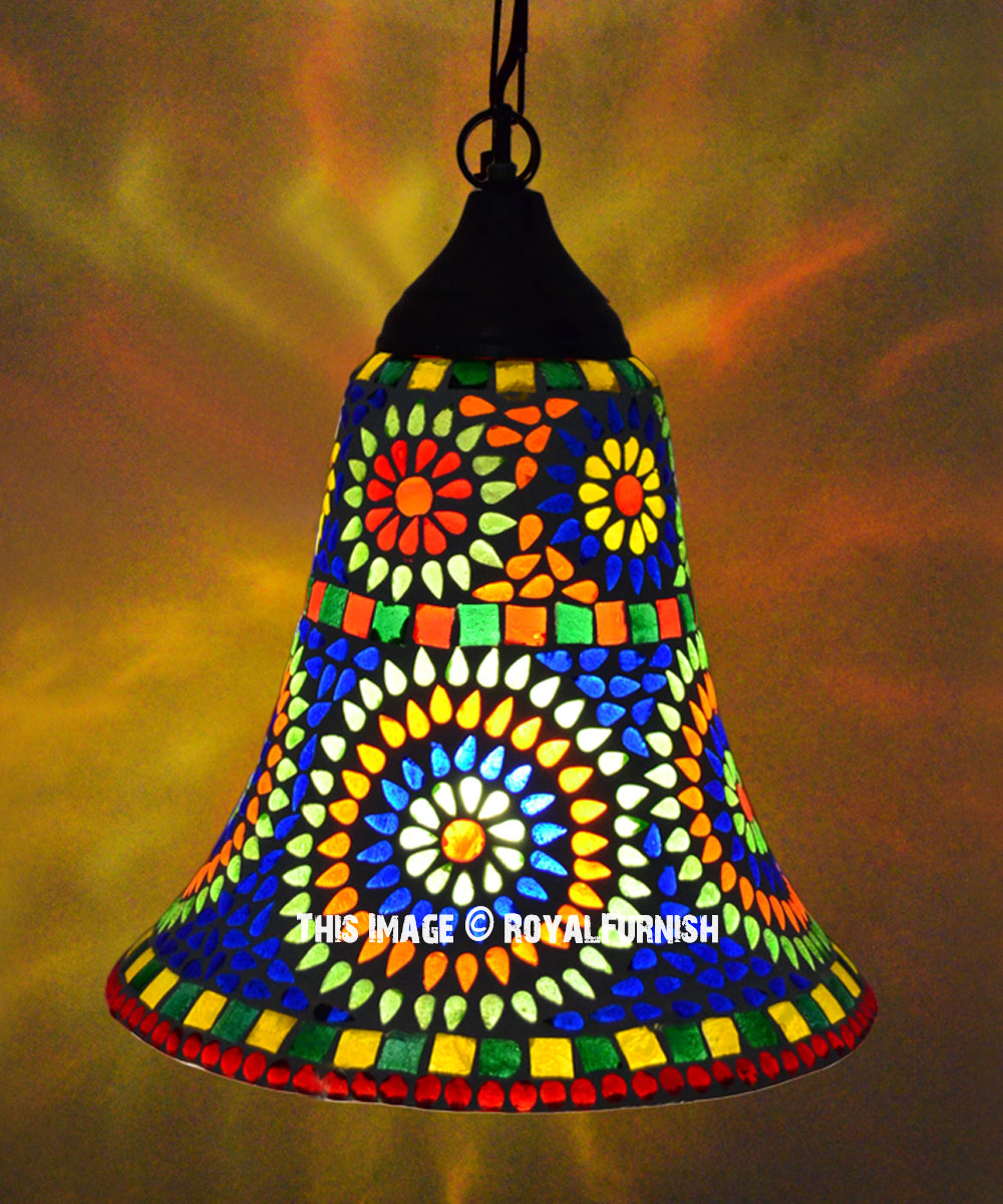 Decorative Boho Mosaic Trumpet Ceiling Pendant Light - RoyalFurnish.com