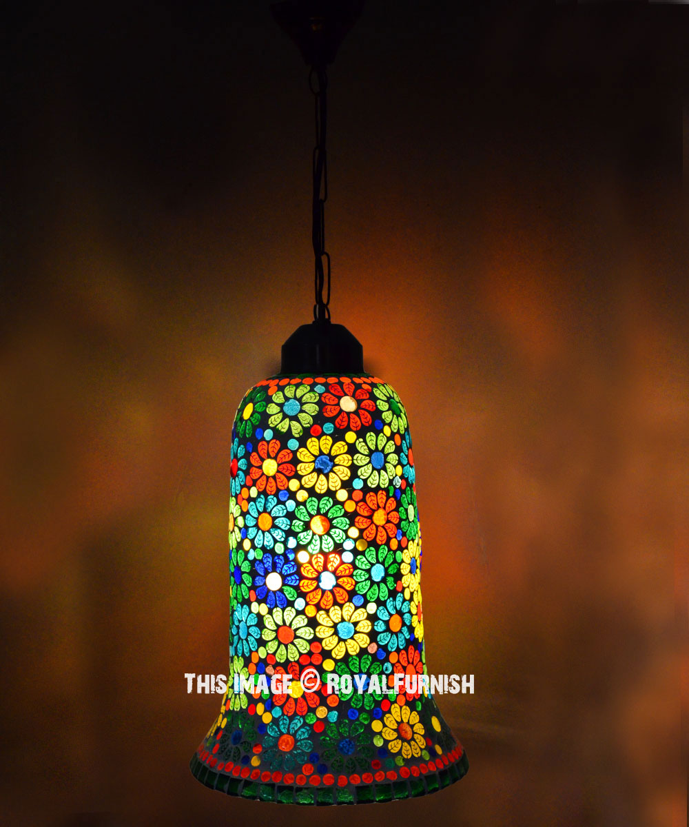 Artistic Handmade Floral Carved Turkish Mosaic Pendant Lamp Light 8X12 ...