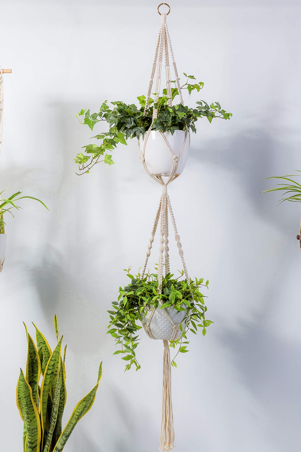 Double Plant Pot Macrame Rope Hanger - RoyalFurnish.com