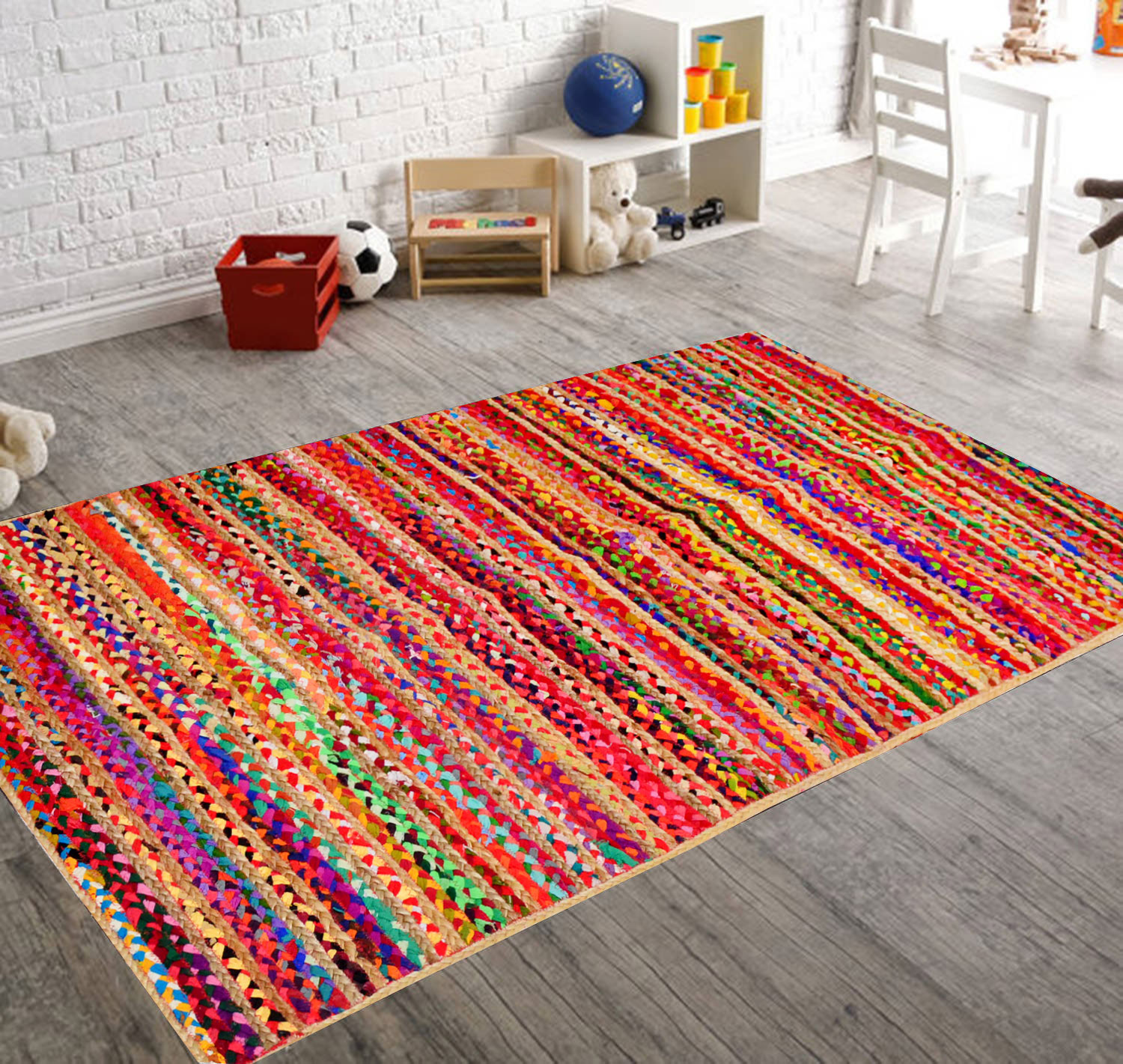 Colorful Jute Braided Rug 3X5 Ft RoyalFurnish