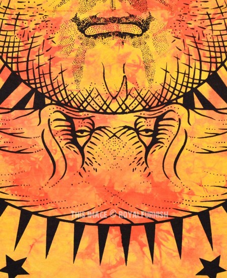 Orange Good Morning Sun Moon Tapestry Bedding Throw - RoyalFurnish.com